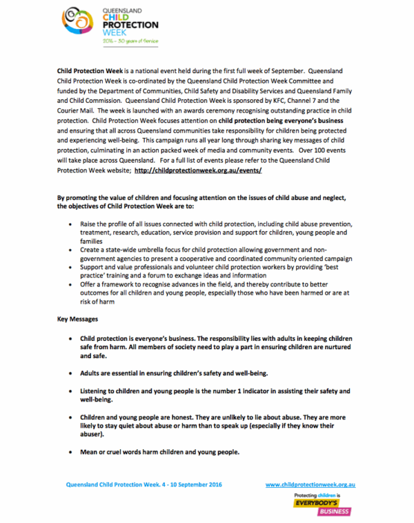 Qld Child Protection Week Key Messages 2016 – Queensland Child ...