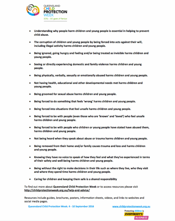 Qld Child Protection Week Key Messages 2016 – Queensland Child ...